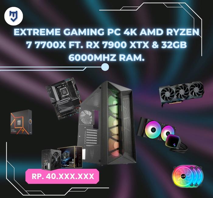 Jual Extreme Gaming PC 4K AMD Ryzen 7 7700X Ft. RX 7900 XTX & 32GB ...
