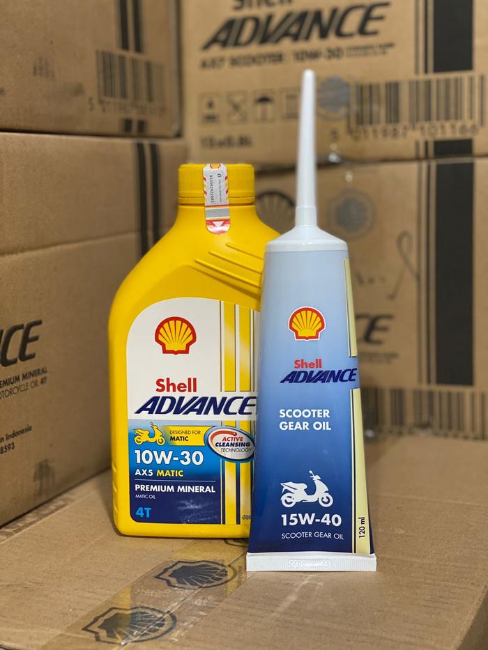 Jual Oli Shell Advance AX5 Matic 10w/30 800ml & Oli Gardan Shell 120ml ...