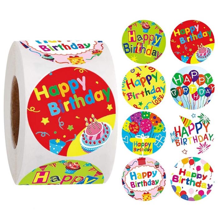 Jual HBD05 Sticker Label Logo Tempel Happy Birthday Karakter Binatang ...