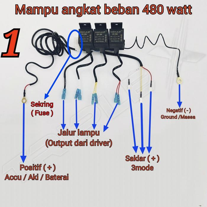 Jual Relay set 3mode kabel rellay 2mode lampu led tambahan relai triple ...