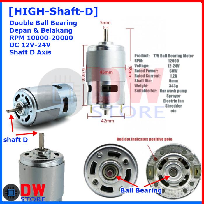 Jual Dinamo DC Motor 775 12V 12000 Rpm High Speed High Torque 100W ...