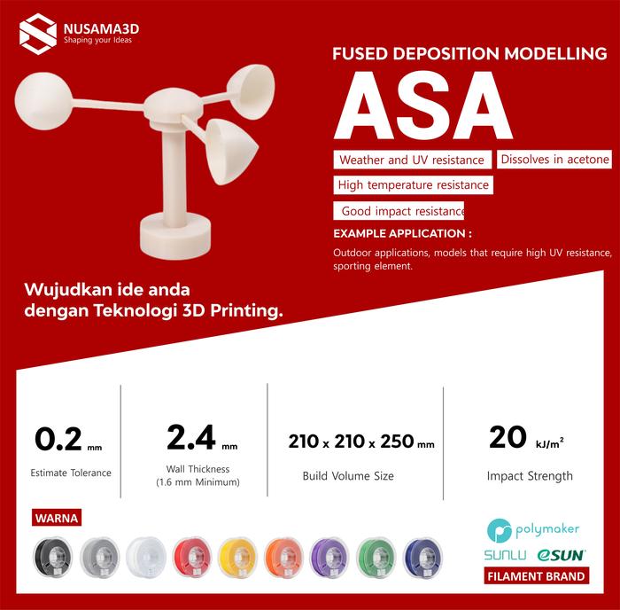 Jual 3D PRINT/ 3D PRINTING/ ASA /FDM/PROFESIONAL GRADE - 0.16 mm, Hitam ...