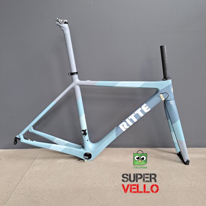Jual Ritte Ace Road bike Carbon Rimbrake Frame set - blue tricolors - S ...