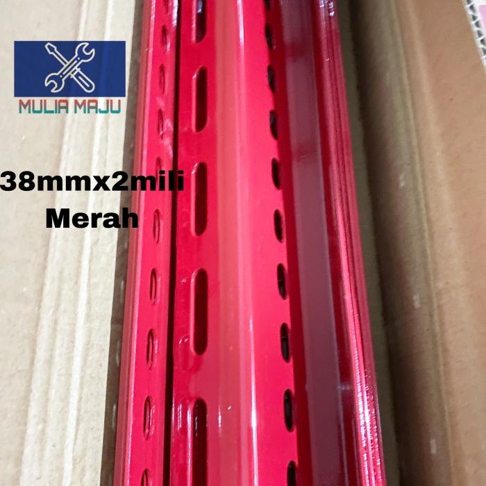 Jual Besi siku lubang 2mili MERAH /besi siku rak 2milix38mmx3meter ...