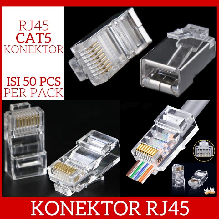 Jual Isi 50 Pcs Konektor Kabel Jaringan RJ45 CAT5 Metal Shield / Anti ...