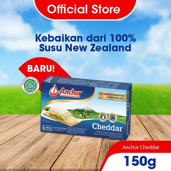 Promo Anchor Cheddar Block Cheese 150g - Keju Cheddar Asli New Zealand ...