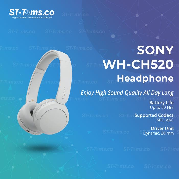 Promo Sony WH-CH520 WHCH520 CH 520 Wireless On-Ear Bluetooth Headphones ...
