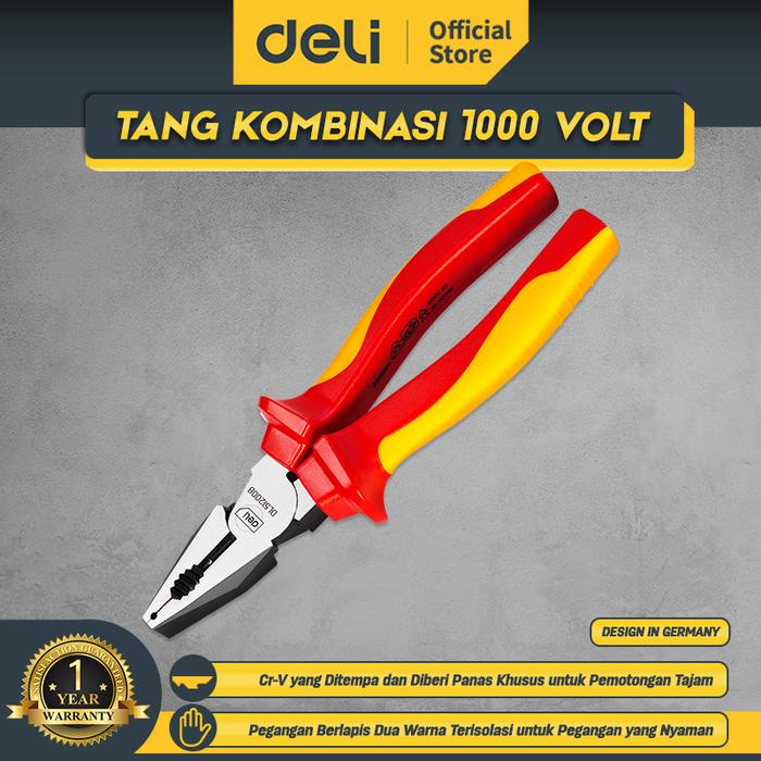 Promo Deli Tang Kombinasi 1000 Volt Insulasi Listrik EDL51200X - 8 Inch ...