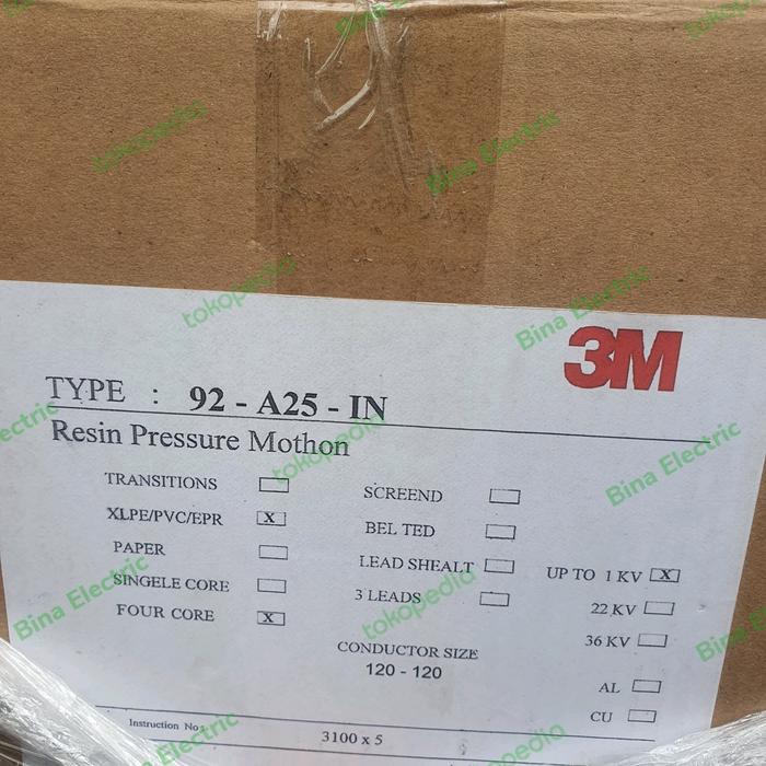 Jual 3M Jointing 92-A25-IN Splicing Kit 4x120mm 1KV Resin Cor Kabel 3 M ...