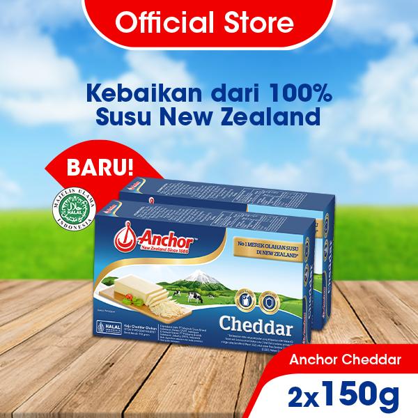 Promo Anchor Cheddar Block Cheese 2 x 150g - Keju Cheddar Asli New ...