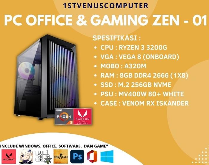 Jual PAKET RAKIT PC OFFICE DAN GAMING AMD RYZEN 3 3200G / ZEN-01 - Kota ...