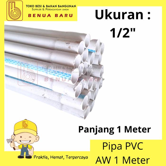 Jual Pipa PVC AW 1/2 Inch 1 Meter / Pipa Air AW 1/2 Inch / Wavin Putih ...