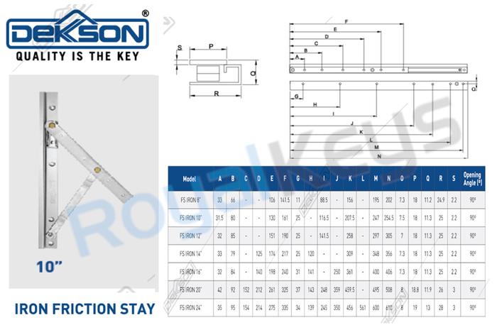 Jual Friction Stay Dekson Dekkson FS IR 10" Inch Engsel Jendela ...