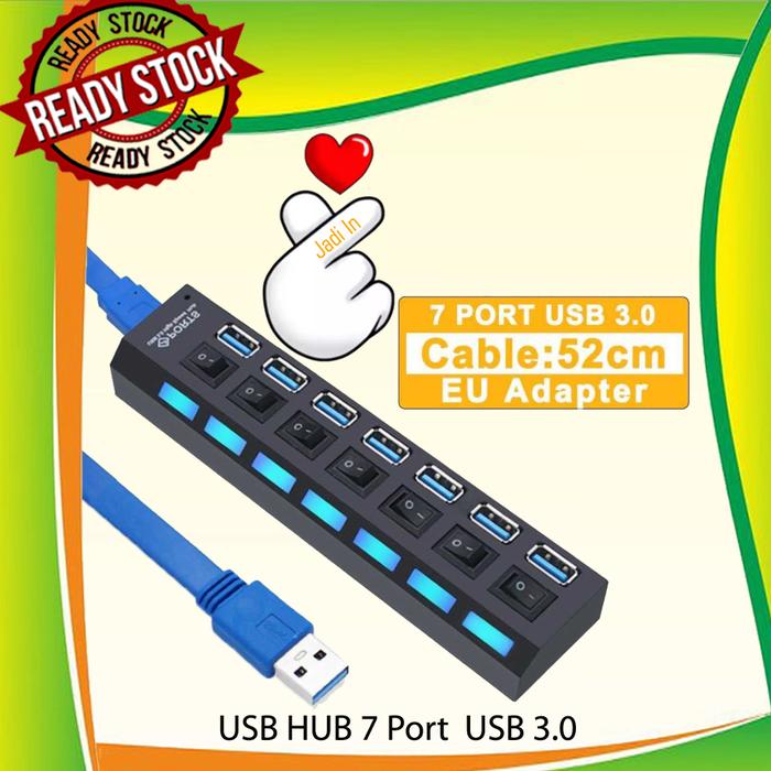 Jual USB Hub 7 Port USB 3.0 High Speed Extender / USB hub 7 port 3.0 ...