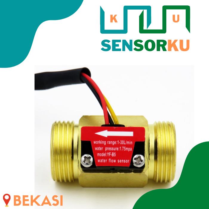 Jual Water Flow WaterFlow Sensor Brass G34 Aliran Air 3/4 in YF-B5 1 ...