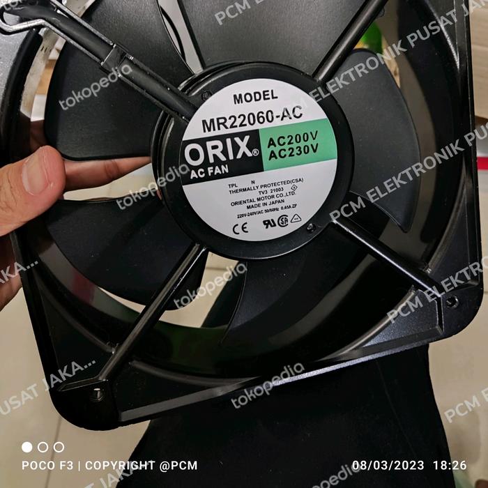 Jual cooling fan super orix 8inchi 220 volt 220v kipas bearing mr22060 ...