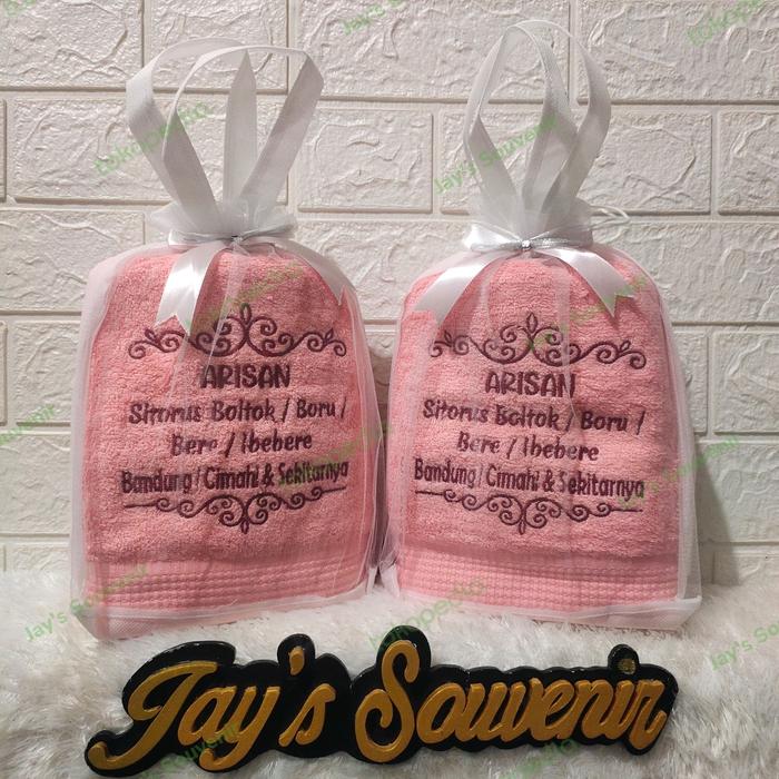 Jual Souvenir Handuk Terry Palmer 50x100 Bordir Custom Packing Tas Tile ...