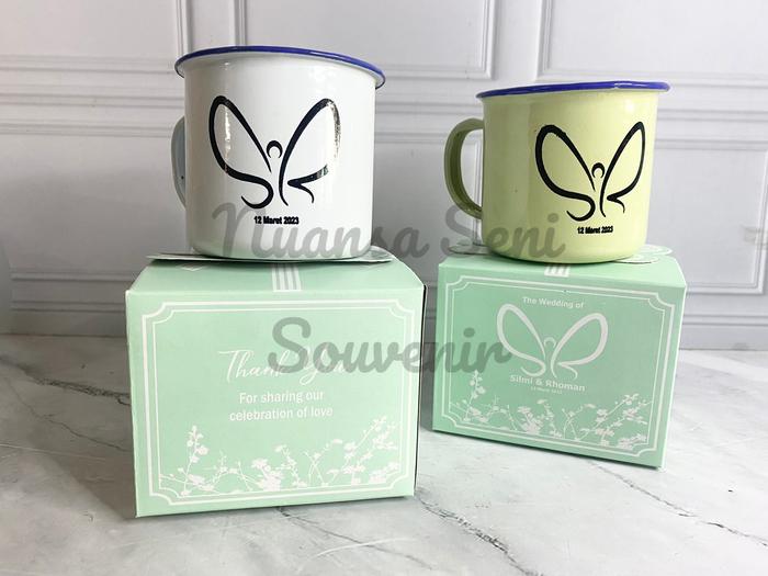 Jual Souvenir Gelas Cangkir Enamel 7cm Mug Gagang Kaleng Sablon Box ...