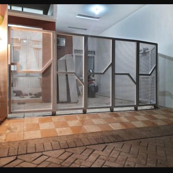 Jual Pagar Sliding Belok Minimalis Pagar Sleding Tikung Plat Perforated ...