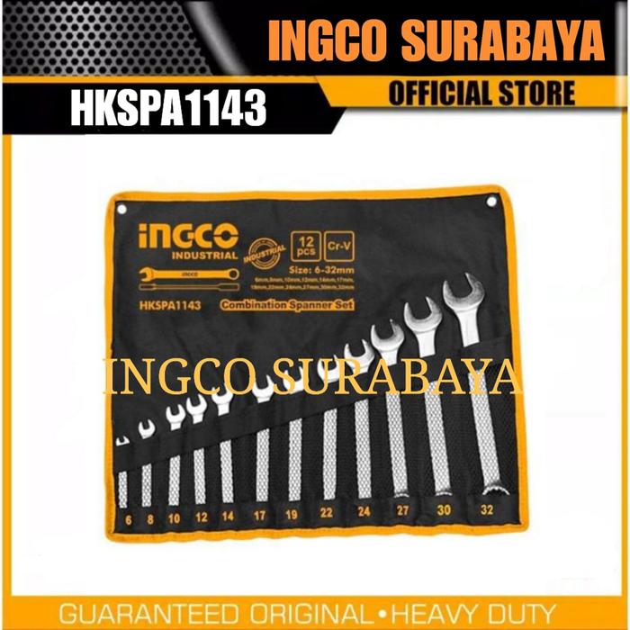 Jual INGCO HKSPA1143 COMBINATION SPANNER SET 12PCS 6-32MM KUNCI RING PAS - Kota Surabaya - INGCO ...