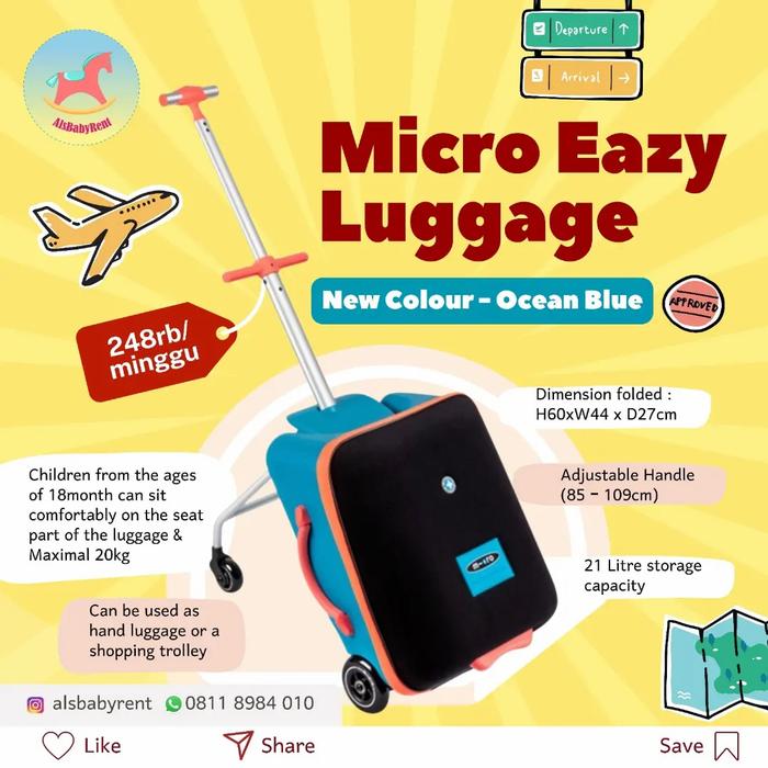 Jual Micro Eazy Luggage - Ocean Blue (sewa) - Kota Tangerang - alsbabyrent | Tokopedia