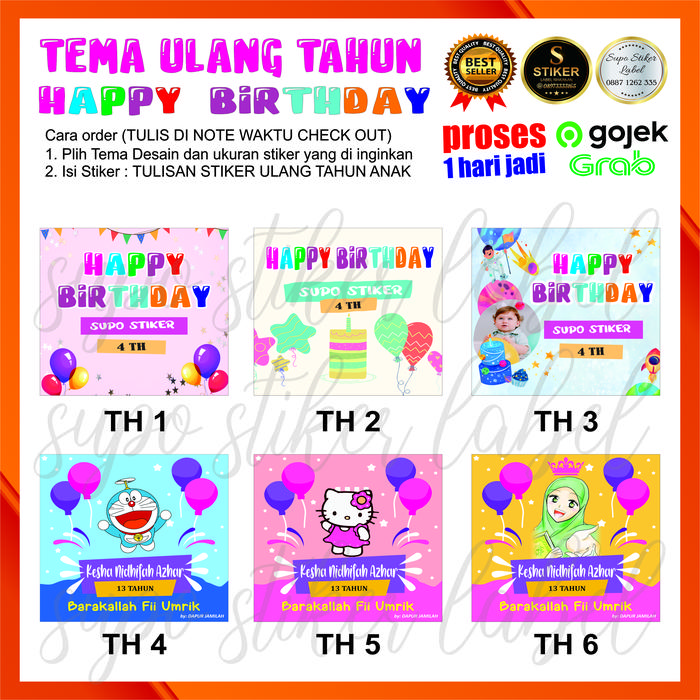 Jual cetak sticker ulang tahun custom / cetak stiker ultah - Kota ...