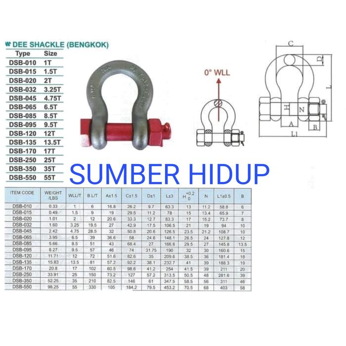 Jual Wipro DSB-065 Bow Dee shackle Bengkok Segel Omega 6.5T 6.5 Ton ...