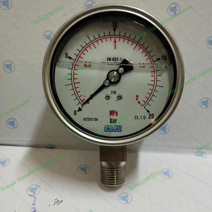 Jual Pressure Gauge WIKA ORI 4 inch 20 Bar 2 MPA Bottom Full SS - Jakarta Barat - Gauge Mandiri ...