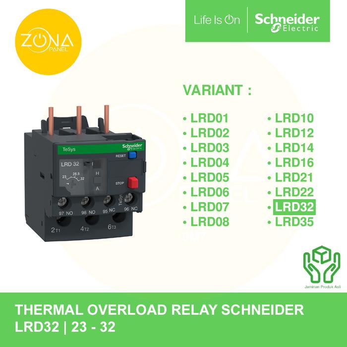 Jual THERMAL OVERLOAD RELAY SCHNEIDER LRD32 LRD 32 23-32A NEW ORIGINAL ...