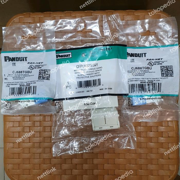Jual faceplate panduit 2 port lengkap modular cat 6/ frem panduit cat 6 ...