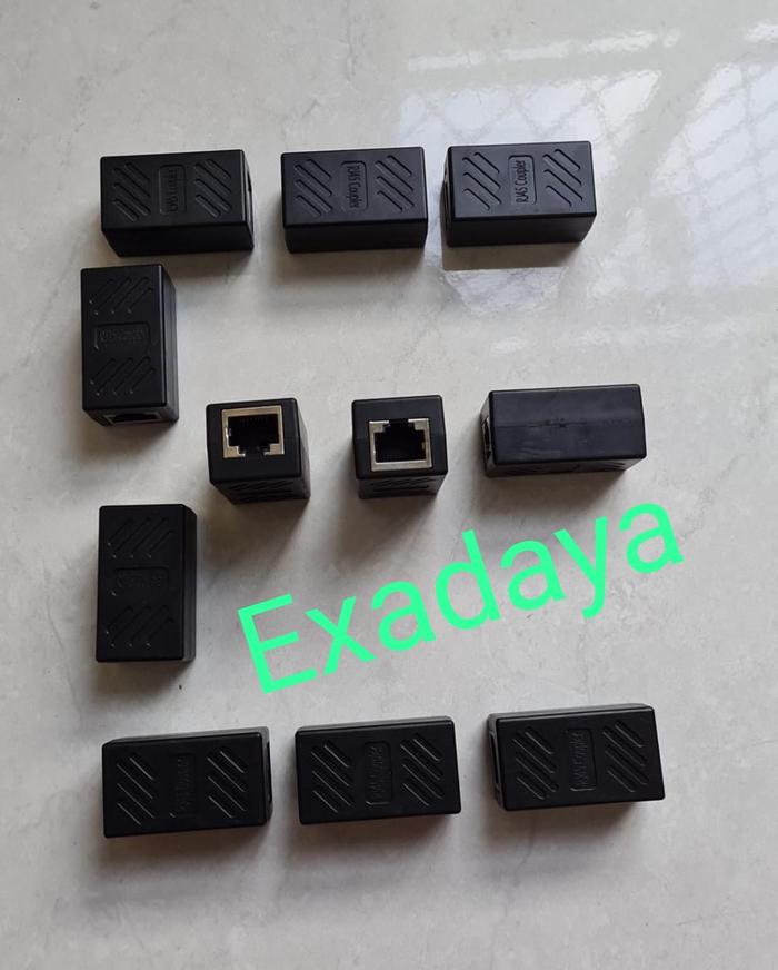 Jual RJ45 Coupler / Barel UTP RJ-45 Besi / sambungan kabel LAN - Hitam ...