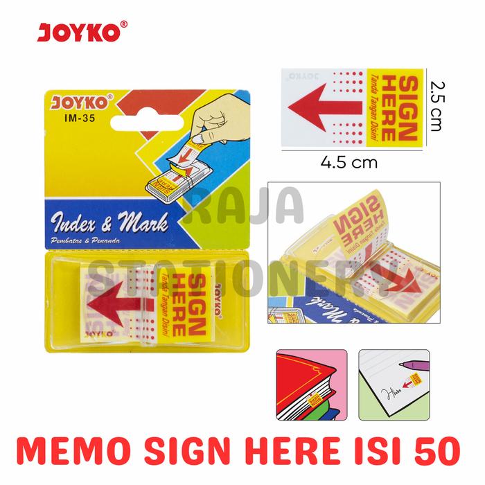 Promo Joyko SIGN HERE Memo Stick Index Notes Sticker Tanda Tangan IM-35 ...