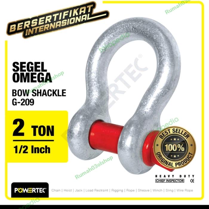 Jual Bow Shackle Omega G209 2 ton - 1/2" Segel Screw Pin POWERTEC ...