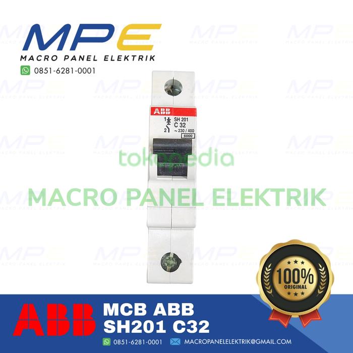 Jual MCB ABB SH201 C32 6kA / MCB ABB SH201 32A 1P 32A 1 Phase 6kA ...