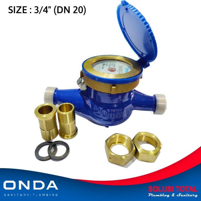 Jual Water Meter ONDA Brass 3/4" / Meteran Air Kuningan PAM SNI Terra ...