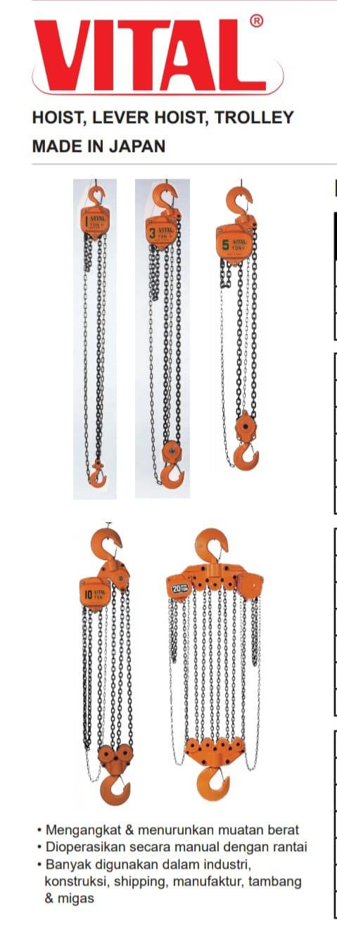 Jual Chain Block Vital 1,5 Ton Rantai 15M Chain hoist Vital Original ...