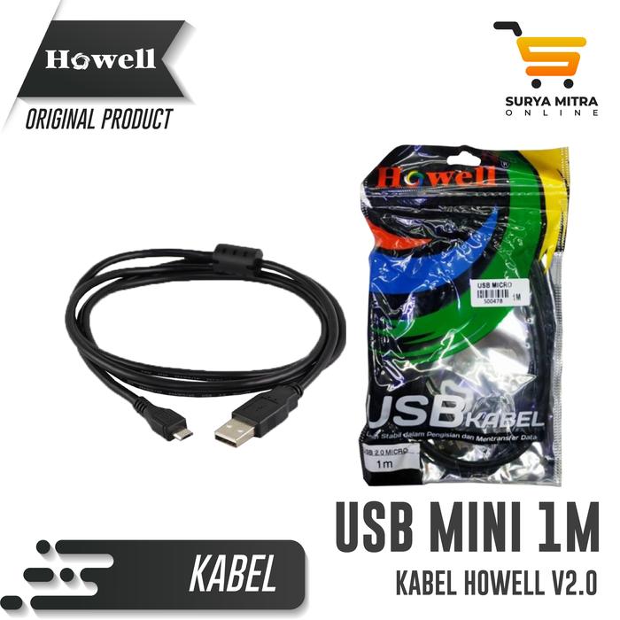 Jual Kabel USB Mini 1 Meter Howell V2.0 / USB to Mini 5pin - Kota Surabaya - Surya Mitra Online ...