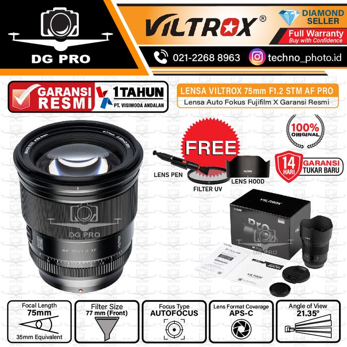Jual Viltrox 75mm F1.2 STM AF PRO Lensa Auto Fokus Fujifilm X Garansi Resmi - Jakarta Pusat - DG ...