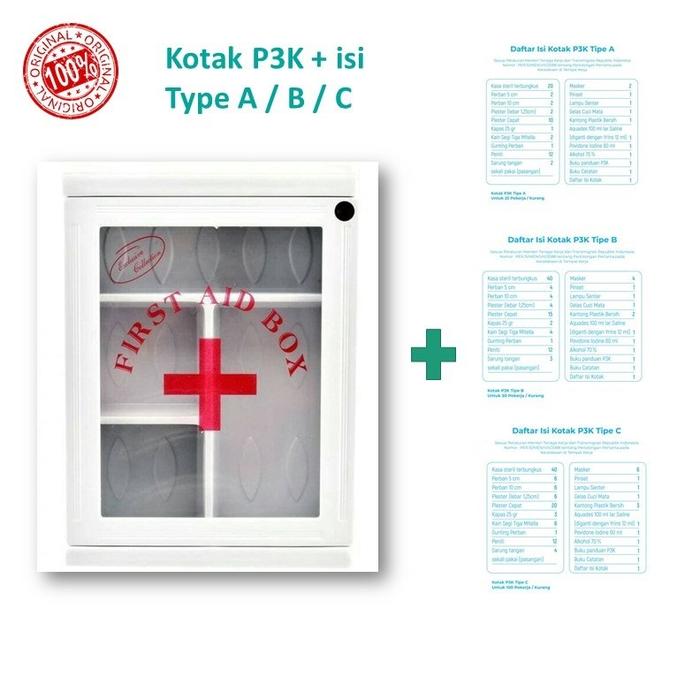 Jual Kotak P3K Obat First Aid Kit isi pilihan Tipe A B C / mc11 +isi ...