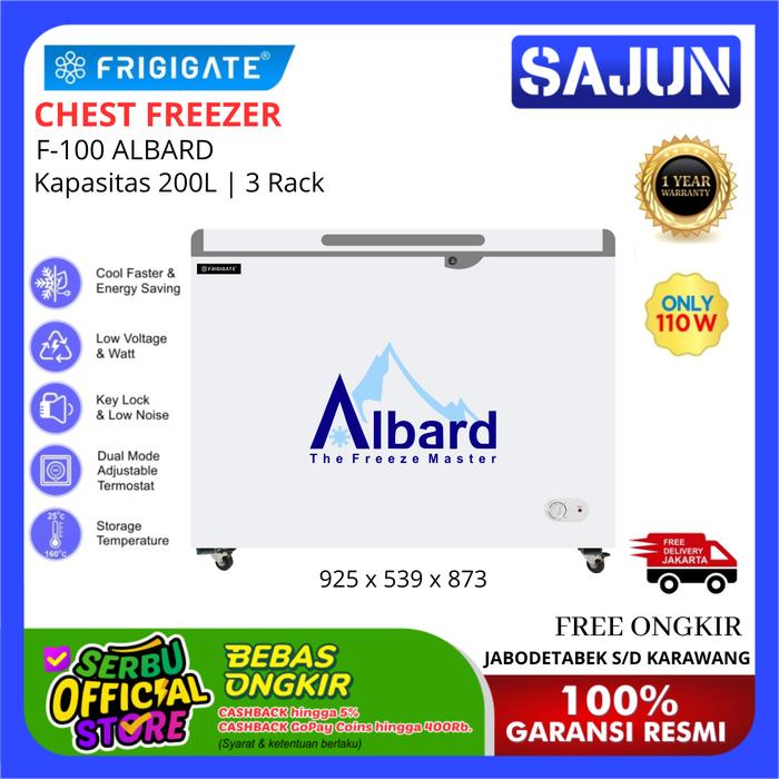Promo FRIGIGATE ALBARD F200 Chest Freezer 200 Liter F-200 ALBARD Cooler ...