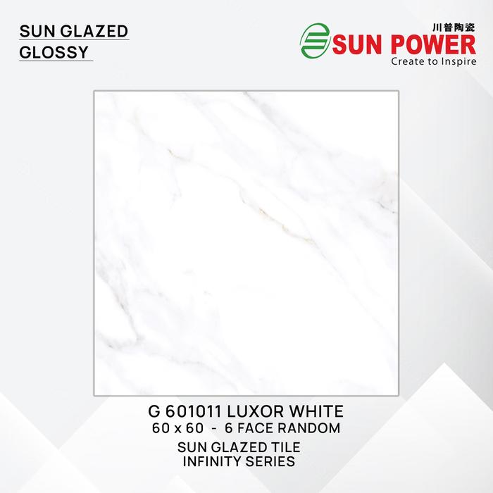 Jual SUNPOWER GLAZED TILE 60 X 60 G 601011 LUXOR WHITE GLOSSY SEMI ...