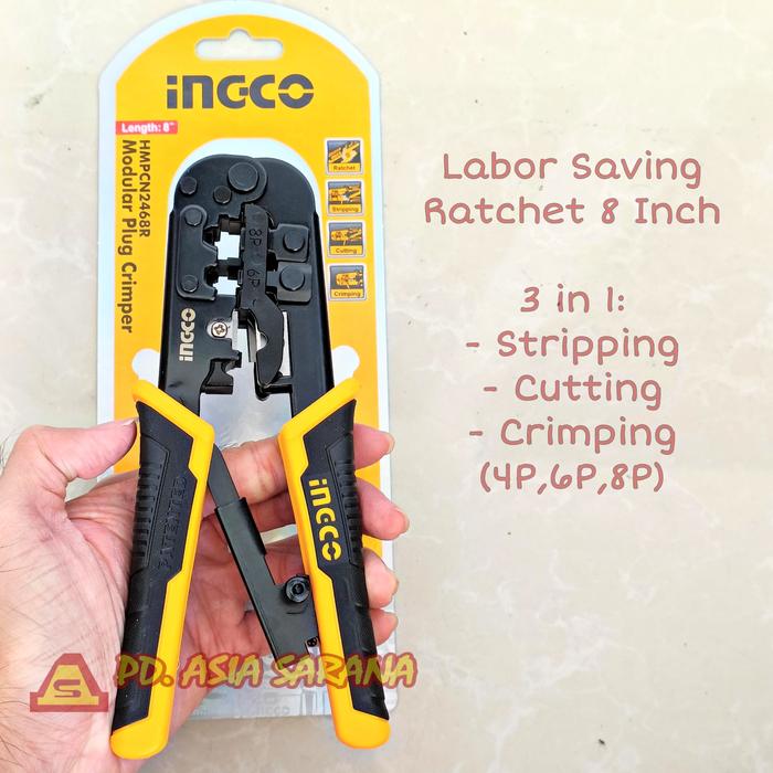 Jual Modular Plug Crimper 8" Inch INGCO HMPCN2468R Tang Crimping ...