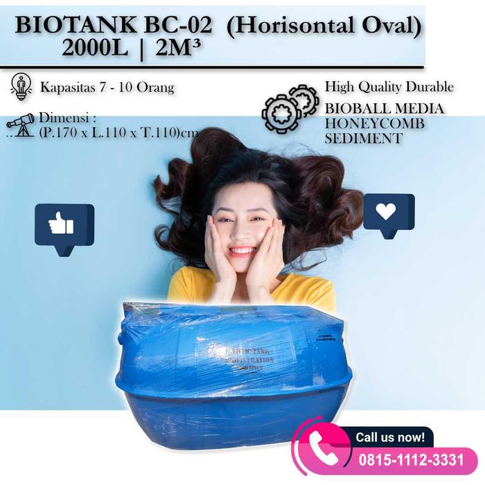 Jual TANGKI BIOTANK KAPASITAS 2000 LITER 2M3 / HORIZONTAL OVAL ...
