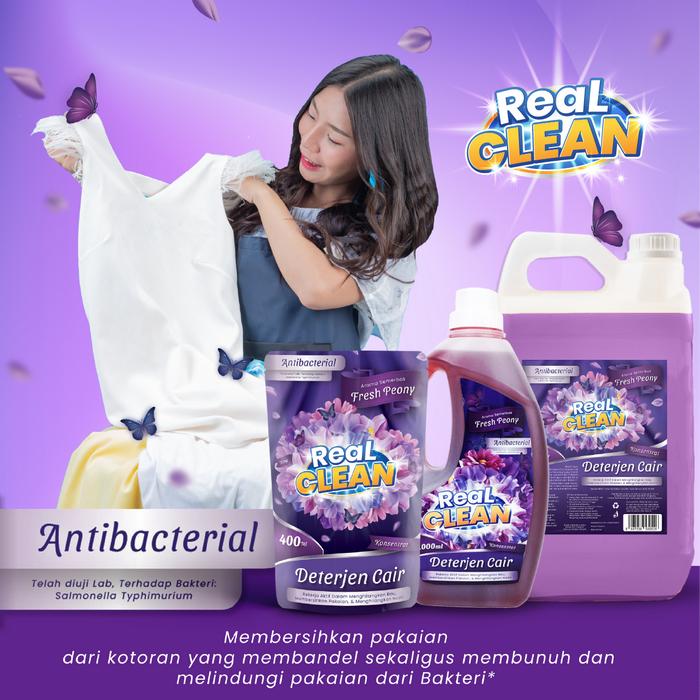 Jual Real Clean Deterjen Cair Laundry Antibacterial 5 Liter -detergen Cair - Fresh Peony Di ...