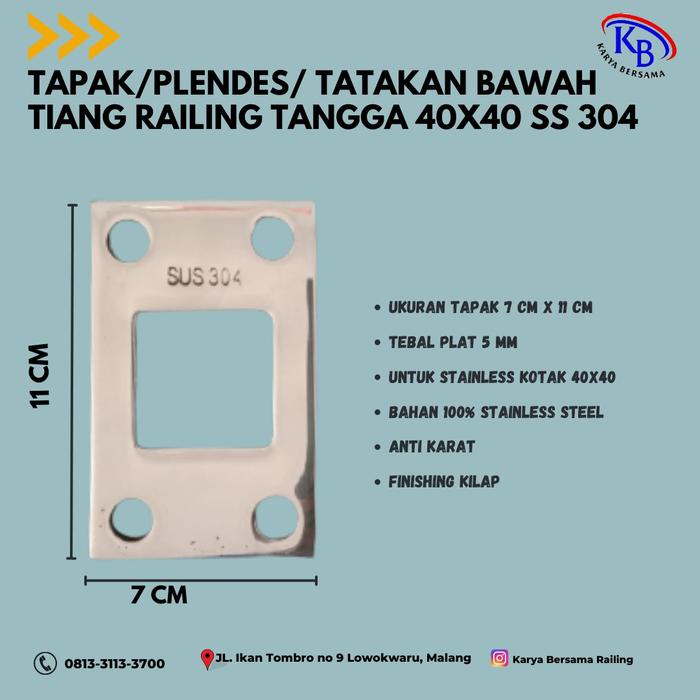 Jual Tapak/Plendes/Tatakan bawah tiang railing tangga SS 304 - Kota ...