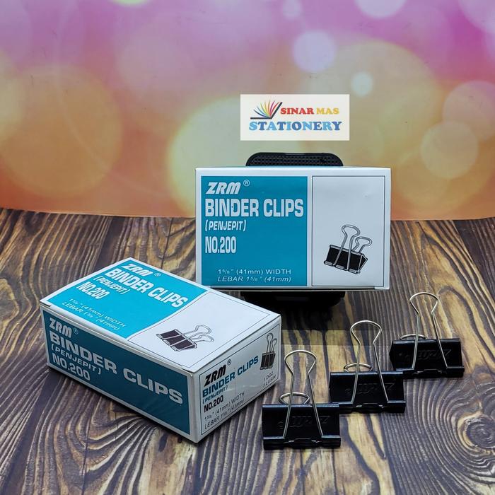 Jual Binder Clips No 200 ZRM / Binder Klip Hitam Penjepit Kertas ...