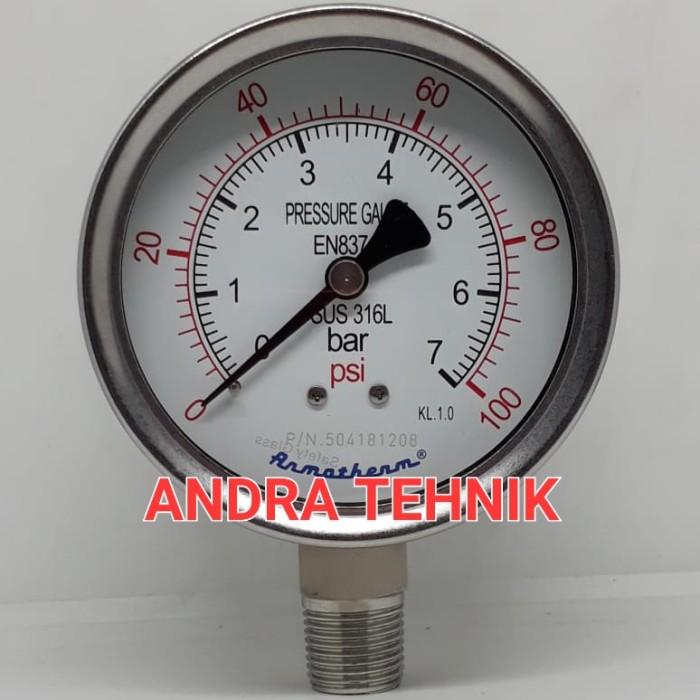 Jual Pressure gauge Armatherm 100 psi / 7 bar D 4" Full stainless Raket - Jakarta Barat - Andra ...