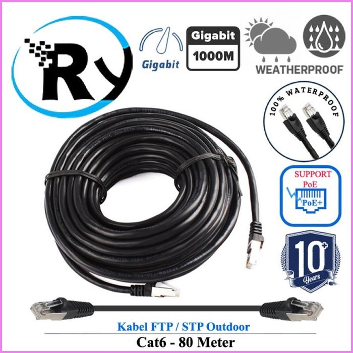 Jual Kabel LAN STP FTP 80M CAT6 80Meter Cat 6 OutDoor PoE 1GBps 10Tahun ...