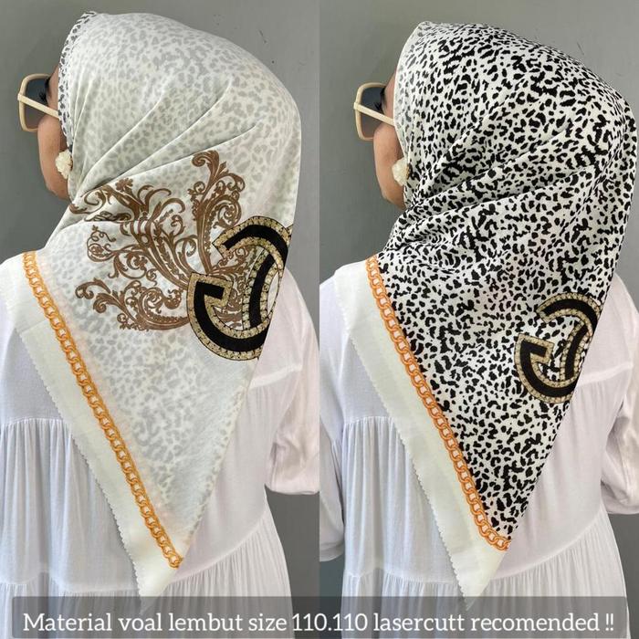 Jual hijab voal motif denay kualitas premium / segi emapat voal sublim ...