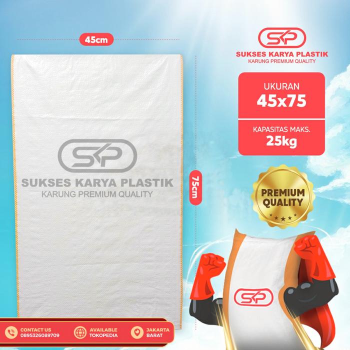 Jual KARUNG 25kg PREMIUM karung plastik 25 kg uk. 45 x 75 cm karung ...